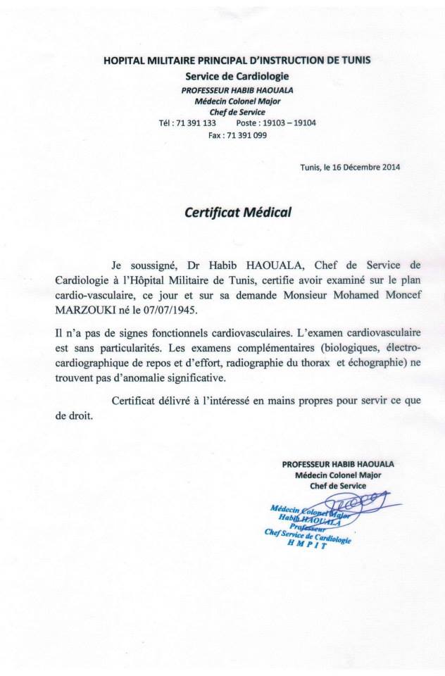 En photos : Moncef Marzouki présente son dossier médical